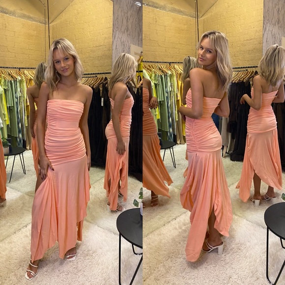 House of CB | Dresses | House Of Cb Ivana Strapless Handkerchief Hem ...